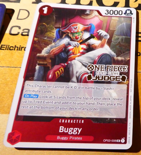 ONE PIECE ENGLISH CARD RARE JUDGE GAME CARTE PROMO HOLO BUGGY OP03-008 ...