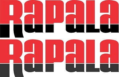 Rapala split colour stickers 2 x 400 x 125 Red / Black Avery Marine ...