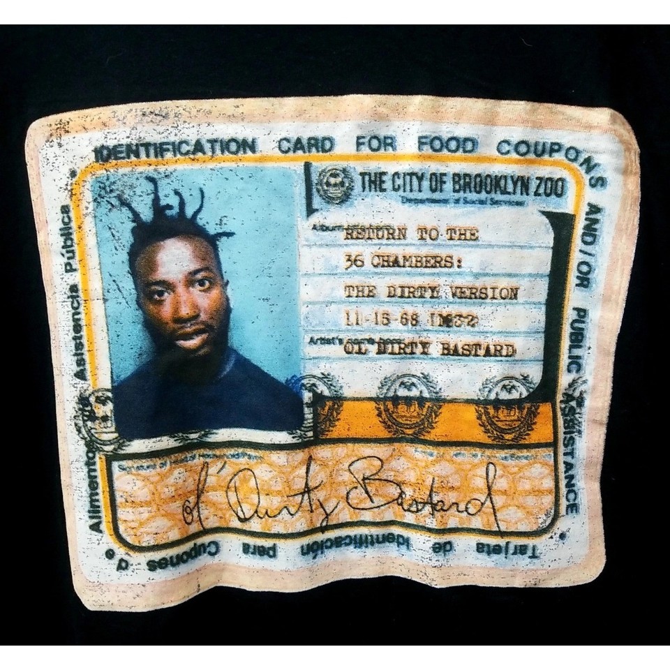 NWT! Wu Tang Clan ODB Dirty Bastard Brooklyn Zoo ID Graphic Tee Shirt ...