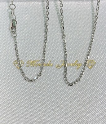 18k Solid White Gold Italian Shiny Rolo Thin Chain Necklace, 16”. 3.21 ...