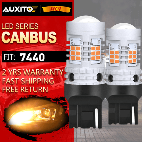 7440A 7442 Amber CANBUS Error Free LED Turn Signal Light Bulb For Honda ...
