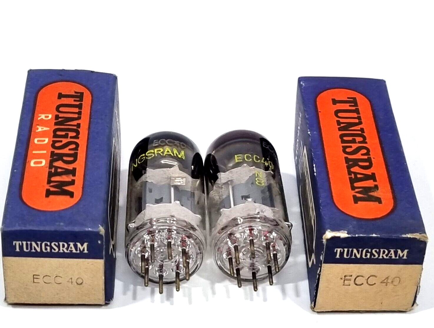 MATCHED PAIR BY GAIN ECC40 TUNGSRAM DOUBLE TRIODE TUBE SOLID GETTER NEW ...