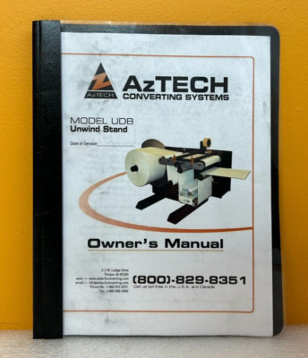 Aztech Converting Systems 2009 Model UDB Unwind Stand Owner's Manual | eBay