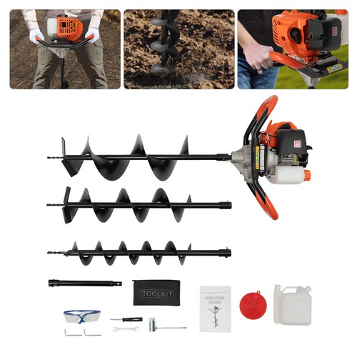 Auger Post Hole Digger 52cc-2 Stroke Digging Tool with Drill Bits 4 ...