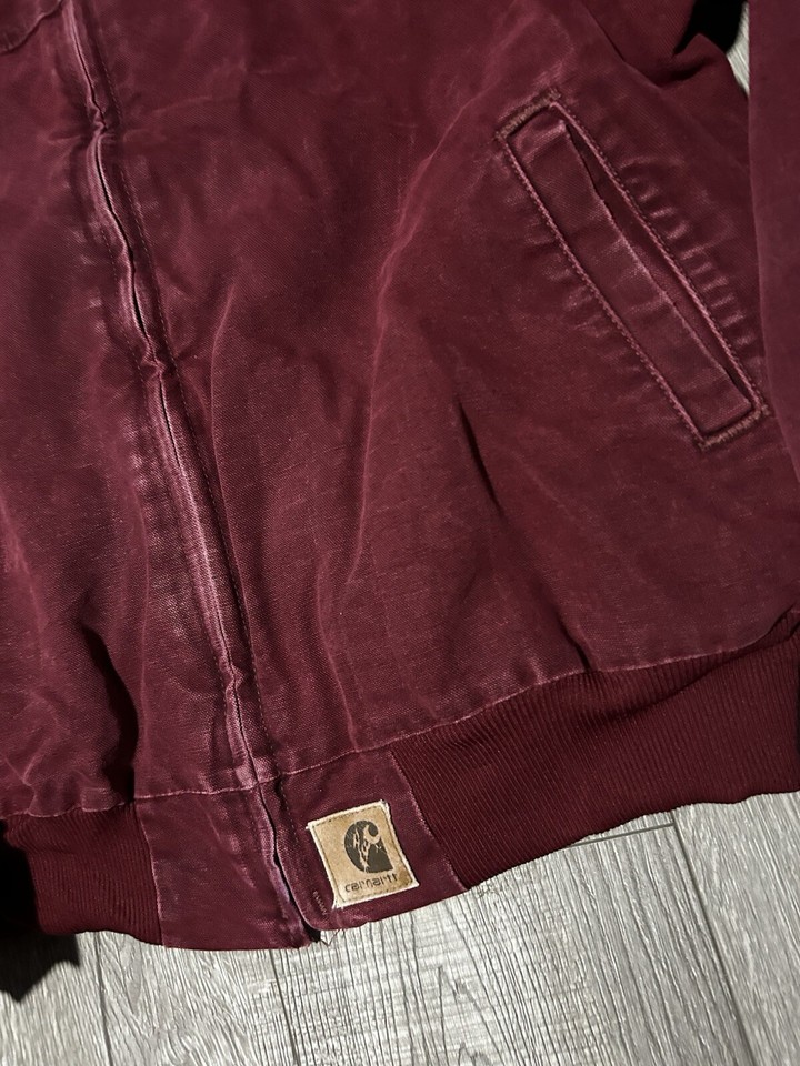 VTG 90s Carhartt J14 J97 CRI Crimson Red Work Detroit Santa Fe Jacket ...