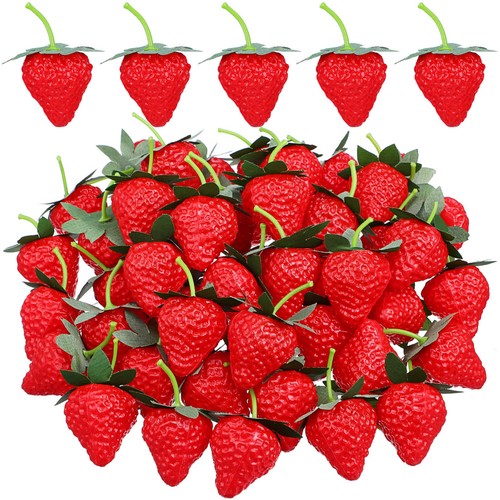 50 Pcs Miniature Strawberries Fake Strawberry Ornament Artificial ...