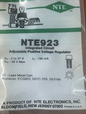 NTE923, 2V to 37V Precision Voltage Regulator ~ TO-5, 10 Pin Metal Can (ECG923) | eBay