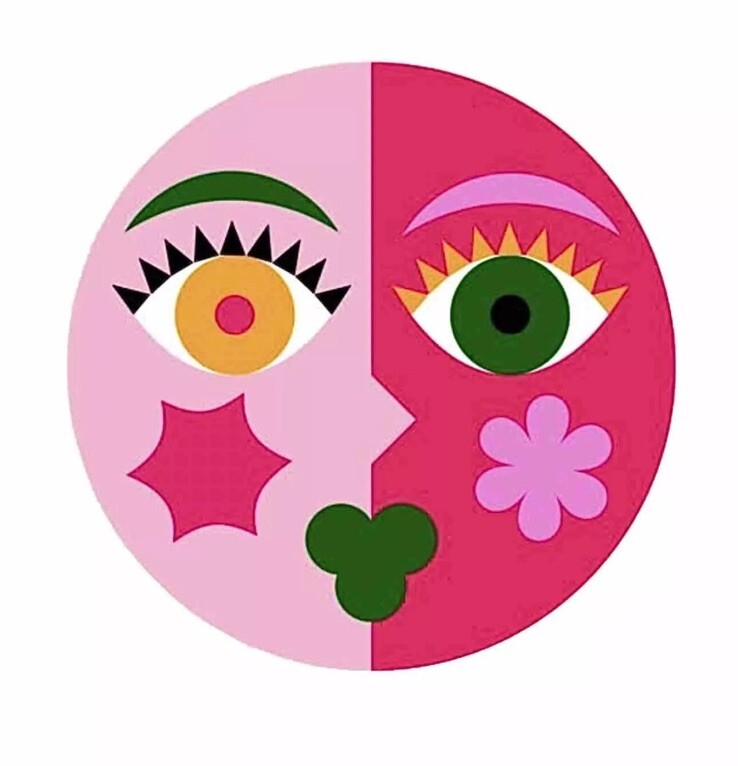 Benefits Cosmetics Round Vanity Mirror with Stand Reverse Graphic Art ...