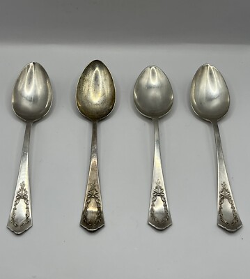 Antique Yourex Associated Silver Co 8” Serving Spoons Bow Pattern Set ...