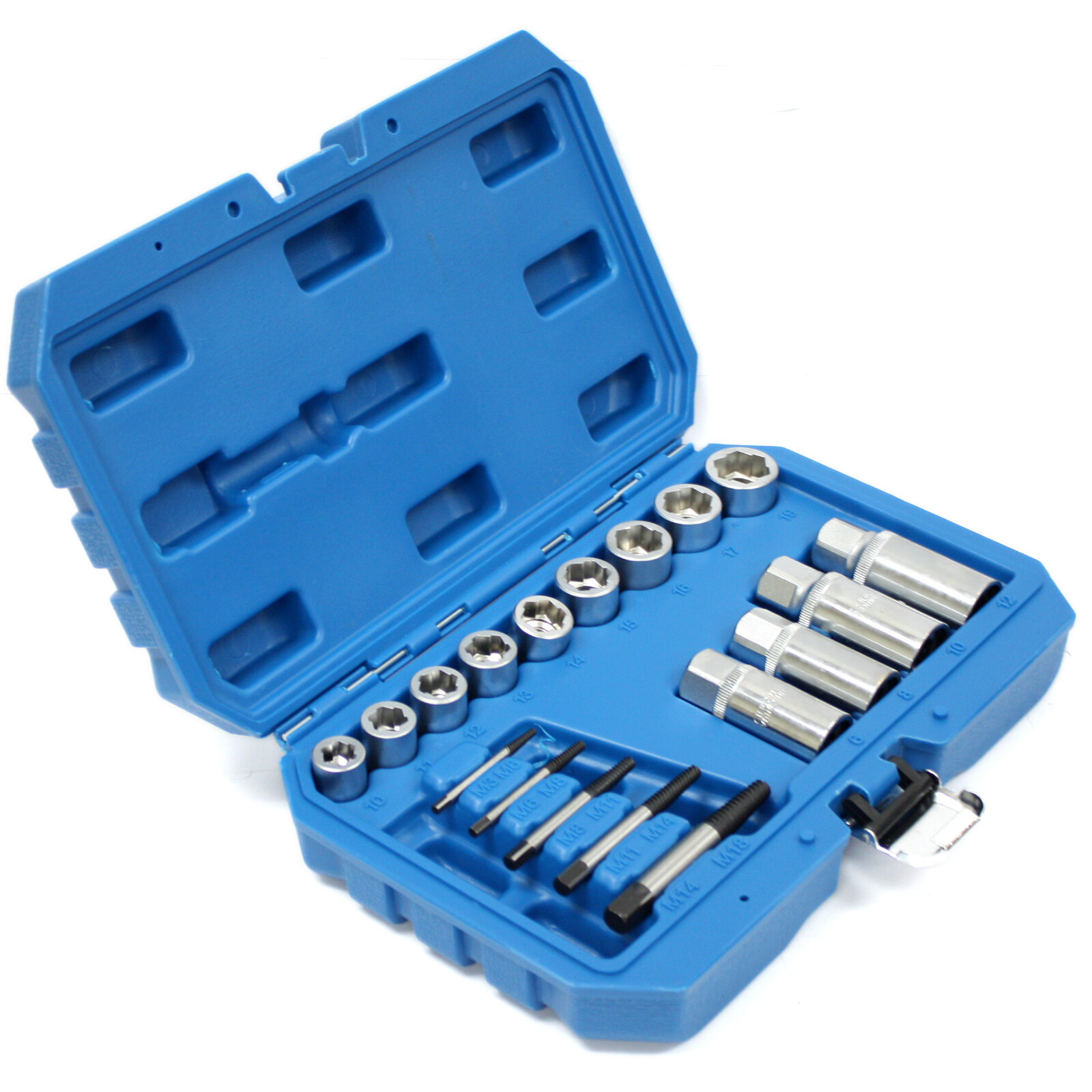 18pc Damaged Rounded Bolt Nut Stud Screw Remover Extractor Kit Socket ...