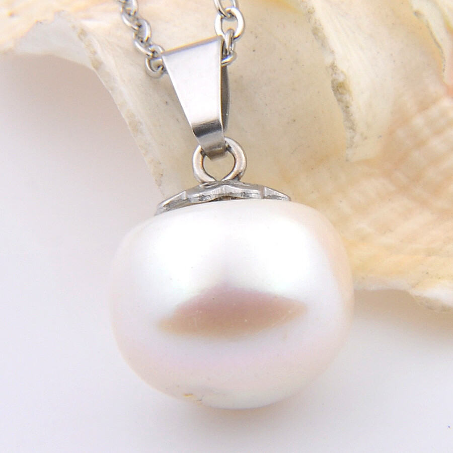 Handmade Round Natural Pearl Gemstone Silver Necklace Pendants Holiday ...