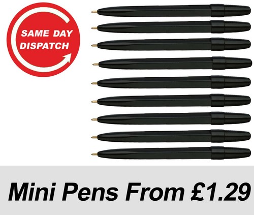 Black Mini Pens Draw Write Ballpoint Biro Ink Small Half Size Bookie ...
