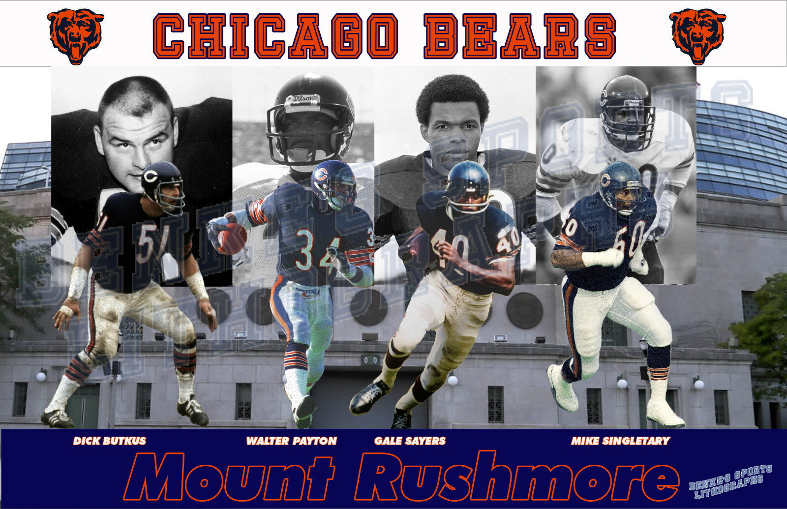 Chicago Bears Lithograph print of Mount Rushmore 1 17 x 11 | eBay