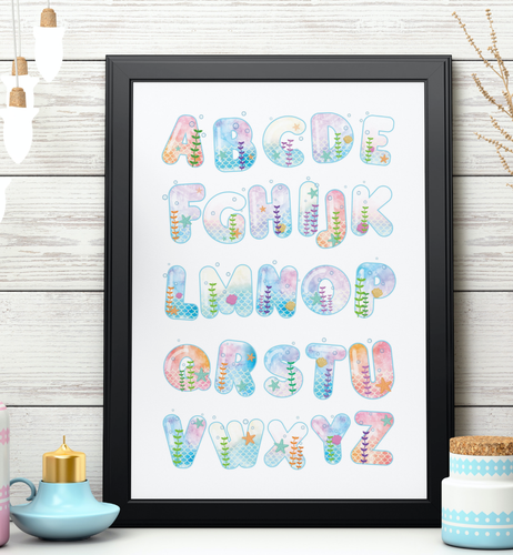 Kids Children's Nursery Mermaid Alphabet Premium Print Poster Quality ...