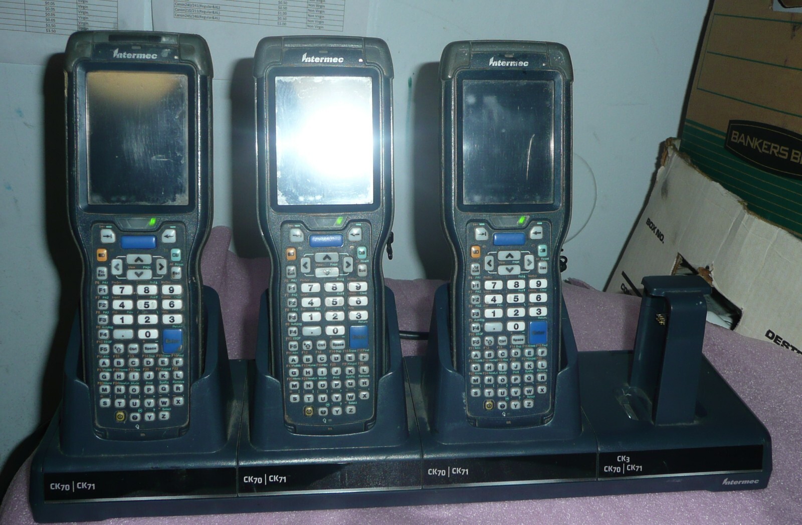 Lot of 3 Intermec CK71 Wireless Mobile Handheld Laser Scanner w/ Charge ...