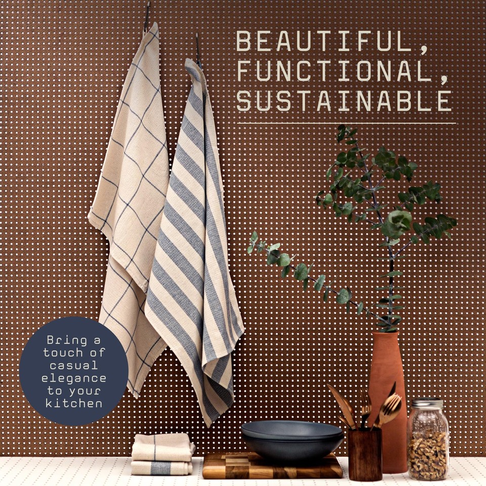 MEEMA Dish Kitchen Towels 4 Pack- Rustic and Super Absorbent Weave ...