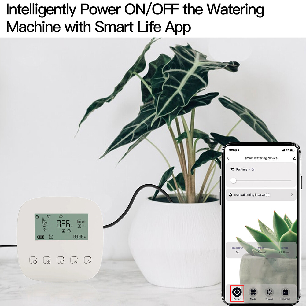 WiFi Tuya Greenhouse Watering Timer Dual Pump Plant Watering Device USB ...