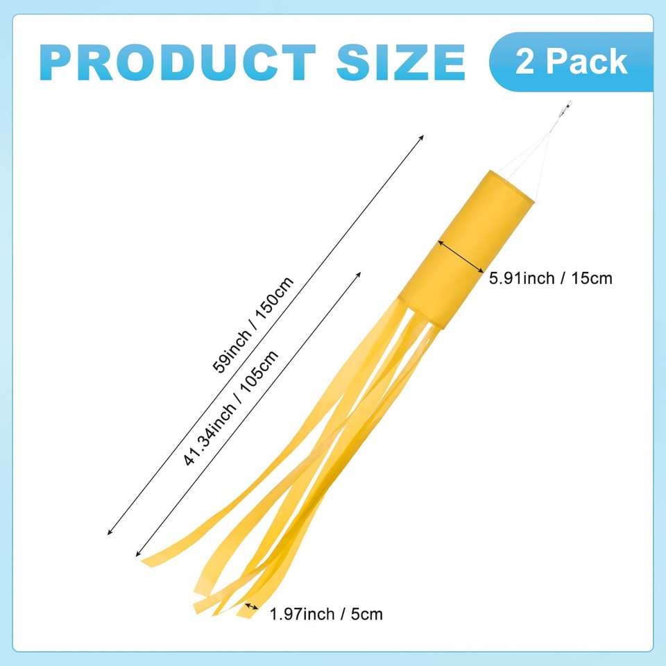 2Pcs 150cm Windsock Flag Colorful Wind Socks Hanging Decor for Garden ...