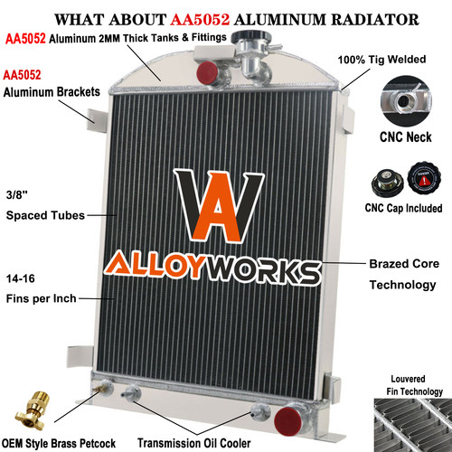 3-Row Aluminum Radiator For 32 1932 Ford Model Grille Shells HI-BOY ...