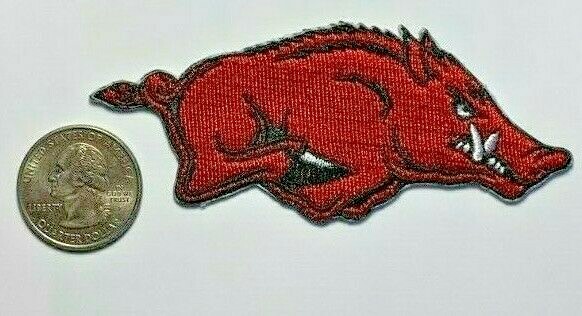 ARKANSAS RAZORBACK patch Univ. of Ark. 3.75" wide iron-on patch ...