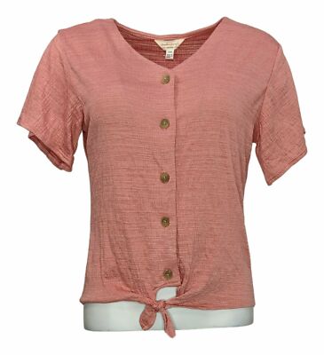 Weatherproof Vintage Women's Top Ladies' Tie Front Button Up Pink, Size ...
