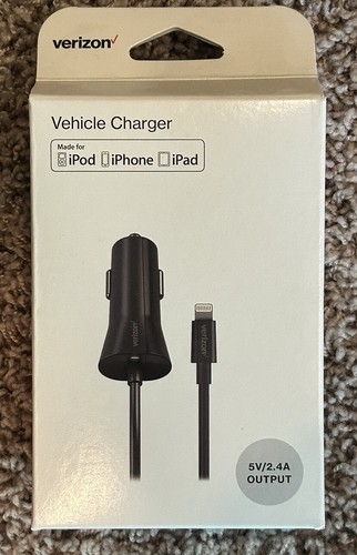 Verizon Apple iPhone/iPad/iPod Car/Vehicle Charger Lightning Cable MFi ...