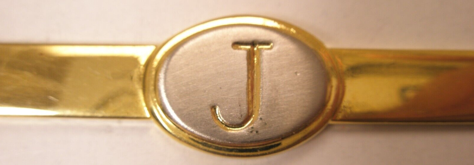 J Monogram Initial Letter Vintage Tie Bar Clip james john jerry jackson ...