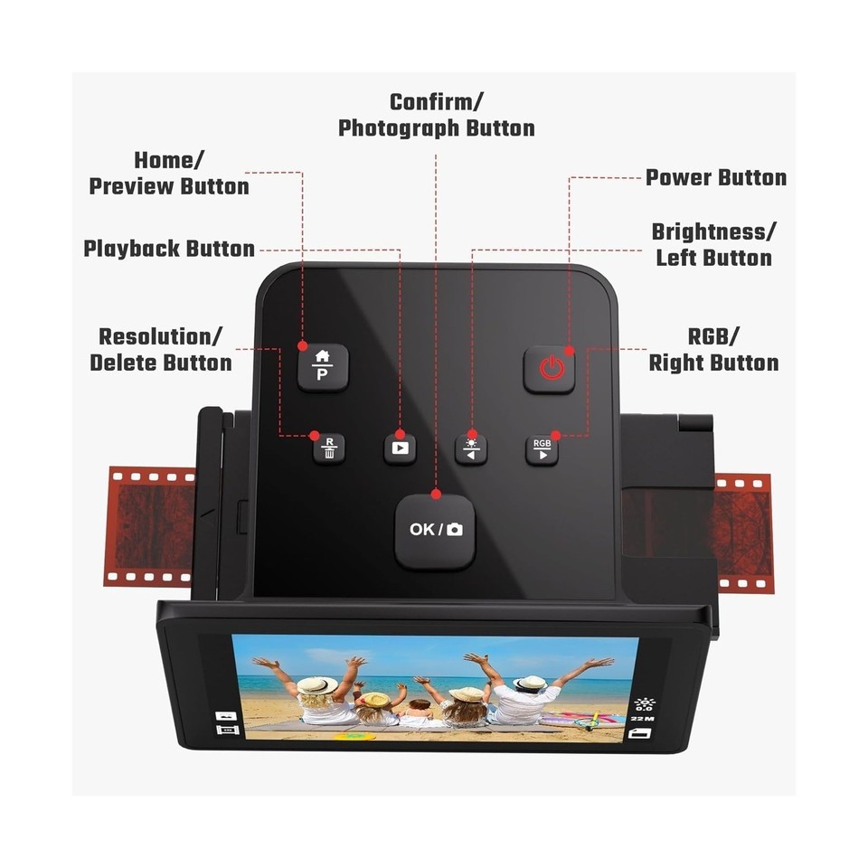 Film and Slide Scanner – Convert 35mm, 126, 110 Film Negatives & Slides ...