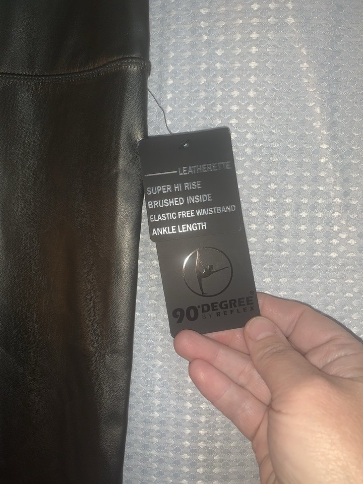 90 Degree By Reflex Gray Leatherette Super Hi Rise Ankle Length ...