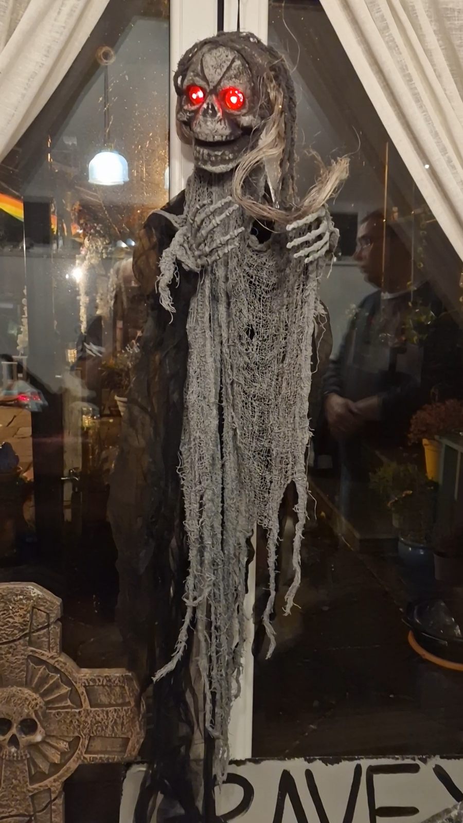 Halloween hanging Skeleton, lights and sound | eBay UK