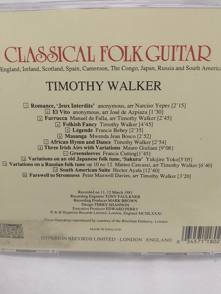 Timothy Walker - Classical Folk Guitar (Gitarre) - Timothy Walker CD | eBay