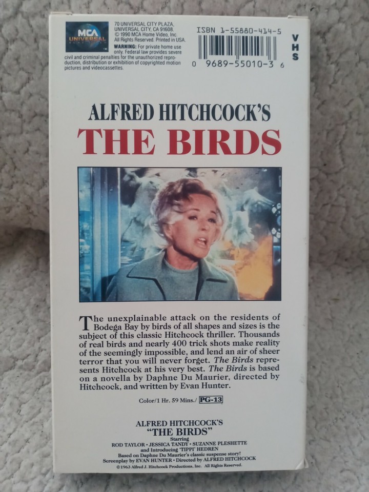 The Birds (VHS, 1990) Alfred Hitchcock Cult Classic Horror Thriller ...