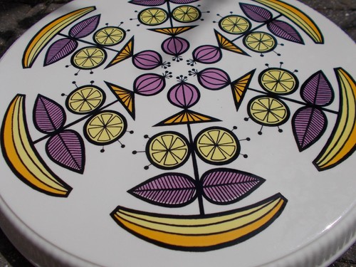 Vintage footed cake stand German, Grünstadt rotating cake plate metal ...