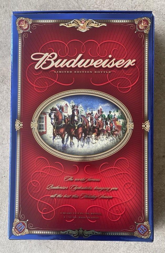 2000 Budweiser Clydesdale Limited Edition Collectors Bottle Box & 4 ...