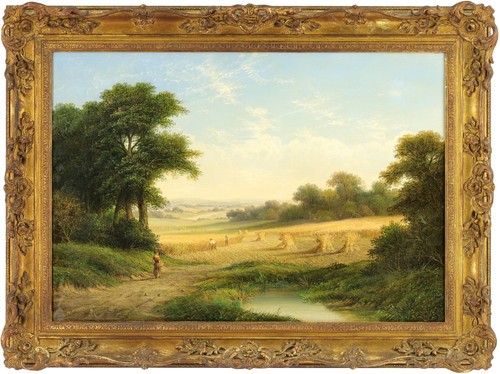 Harvest Landscape Antique Oil Painting by Walter Heath Williams (fl ...