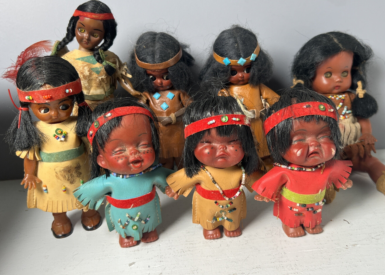 Fab !! Lot of 8 Vtg Carlson Native American Dolls HTF Indian dolls ...
