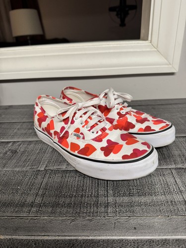 Unisex Vans Heart Pattern Laced Canvas Sneakers Womens 9 Men’s 7.5 ...