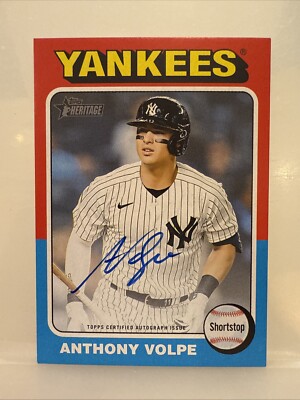 2024 Topps Heritage Yankees Anthony Volpe Real One On-Card Blue ...