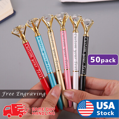 50x Custom Printed bright light pens Name pens. Personalized pens Metal ...