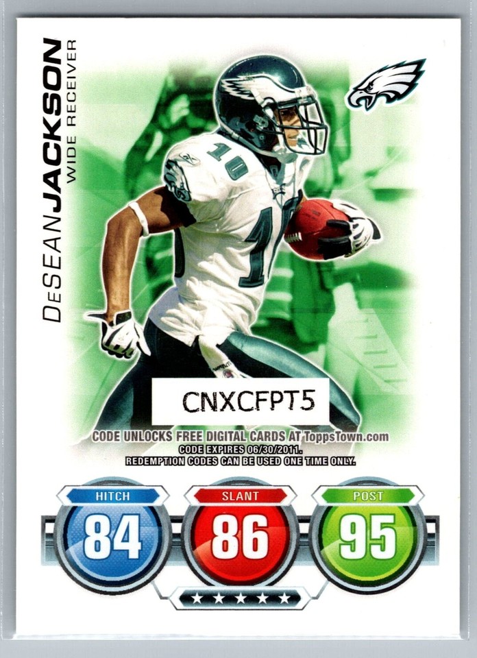 2010 TOPPS ATTAX CARD # CNXCFPT5 DeSean Jackson - Philadelphia Eagles ...
