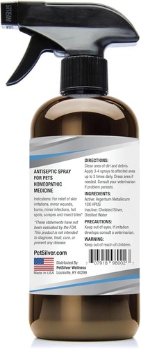 PetSilver Wound Spray with Chelated Silver, All Natural, Pain Free ...