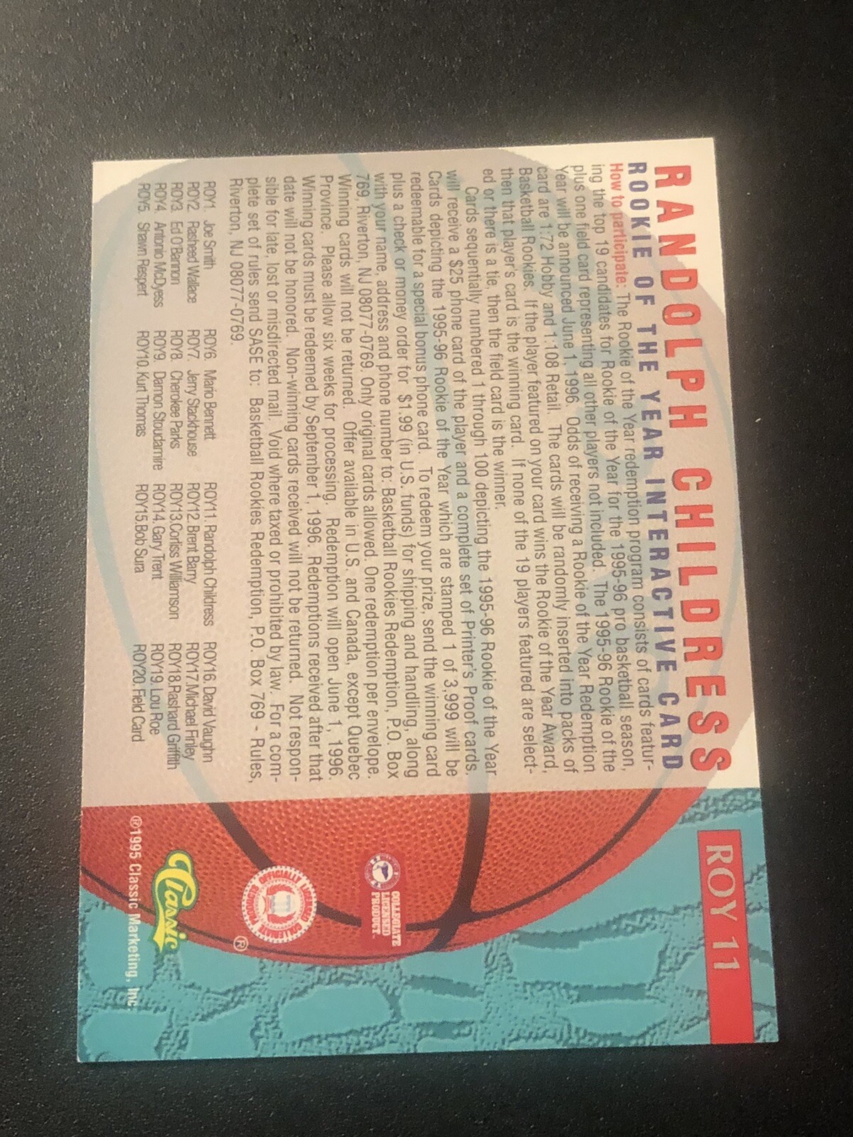 1995 Classic Rookies - Rookie of the Year Interactive Randolph ...