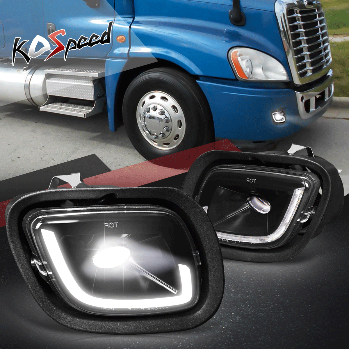 LED DRL Black Housing Projector Headlight Lamps for 08-17 Freightliner ...