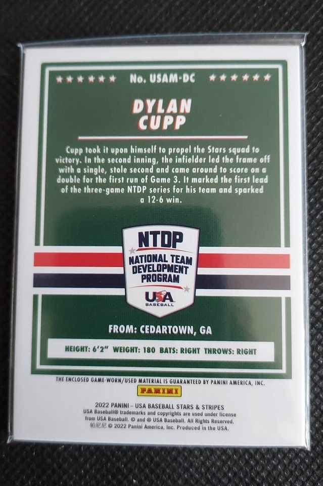 DYLAN CUPP 2022 USA Stars & Stripes Game Used Jersey! MINT! NM-M 0159 ...