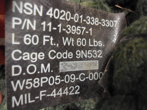 U.S. Military 60′ Fast Rope Insertion and Extraction FRIES NSN: 4020-01 ...