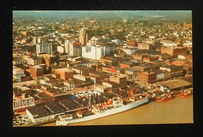 1950s Aerial View Downtown Business Section Ship Tugs Pier Mobile AL ...