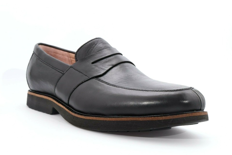 Abeo Nathan Slip On Dress Casual Moccasin Shoes Black Crackled 10 ...