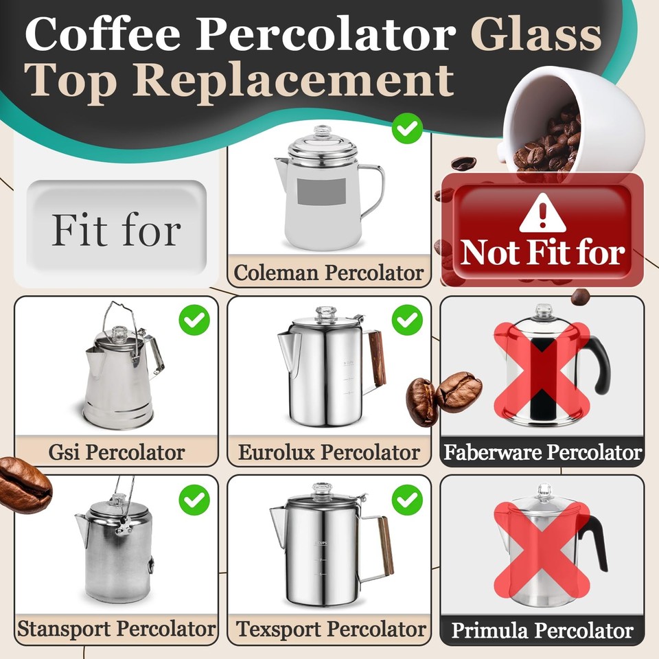 4Pcs Coffee Percolator Glass Top Replacement - Percolator Glass Top ...