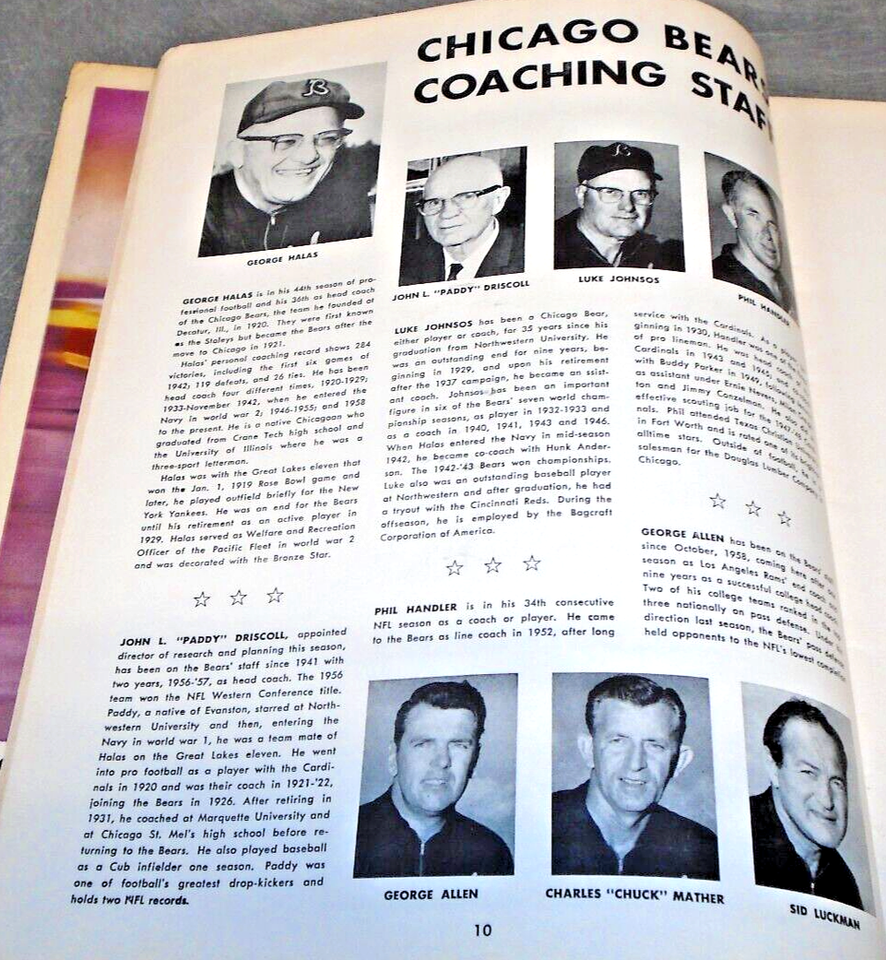 1963 NFL WORLD CHAMPIONSHIP PROGRAM CHICAGO BEARS vs NEW YORK GIANTS ...