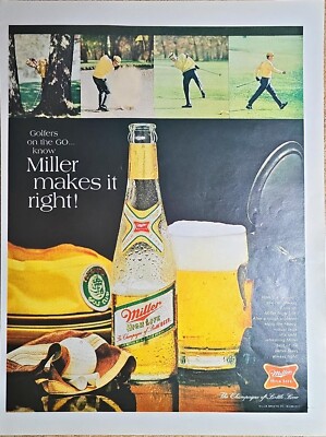 MILLER HIGH LIFE BEER - Golfing - Golfers-Make it right!1 1968 Vintage ...